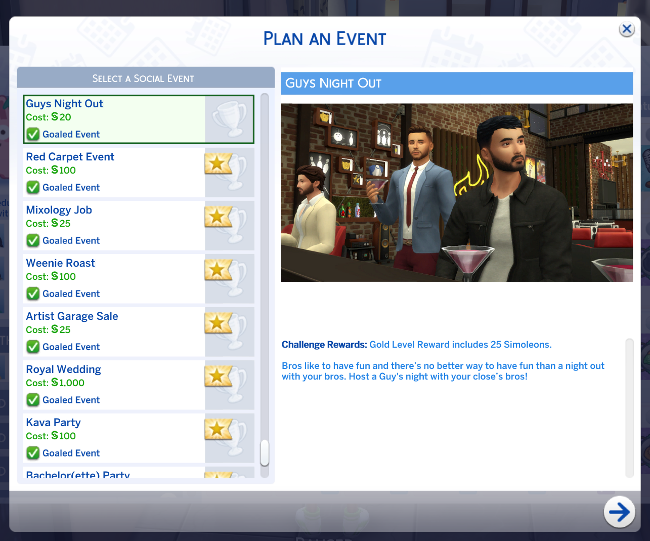 Guys Night Out Event – Welcome to KiaraSims4Mods!